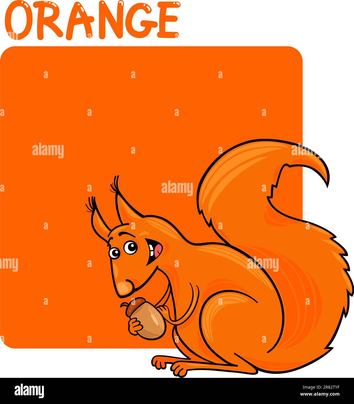 Cartoon Illustration of Color Orange and Squirrel Stock Vector Image ...