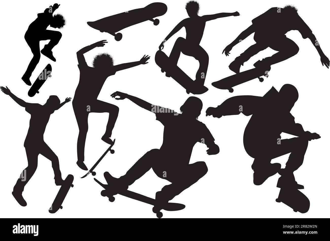 Set of skateboard jump on a white background-vector Stock Vector Image ...