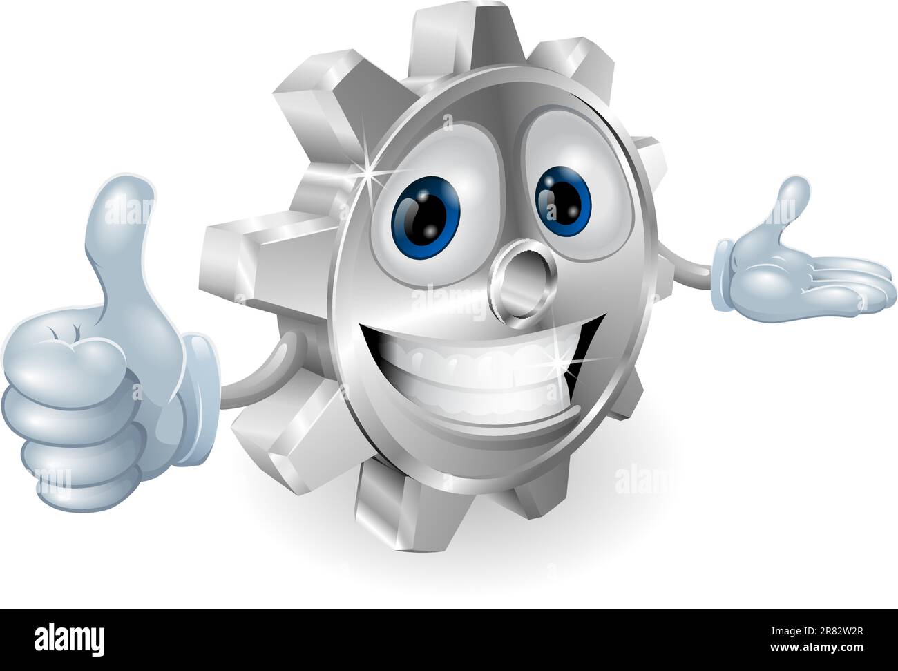Illustration of a cute cartoon cog mascot giving a thumbs up Stock ...