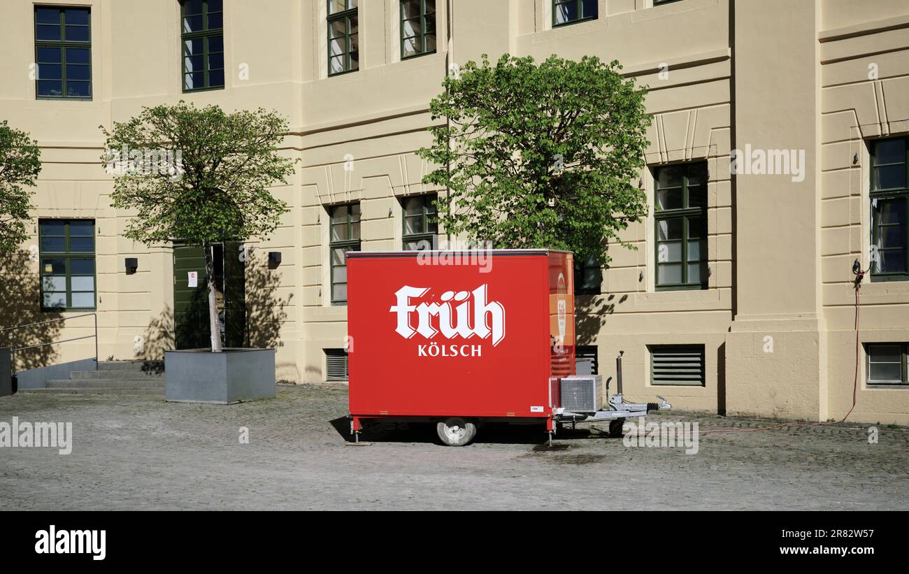 Kolsch Beer Advertisement on little trailer parked in the courtyard at ...