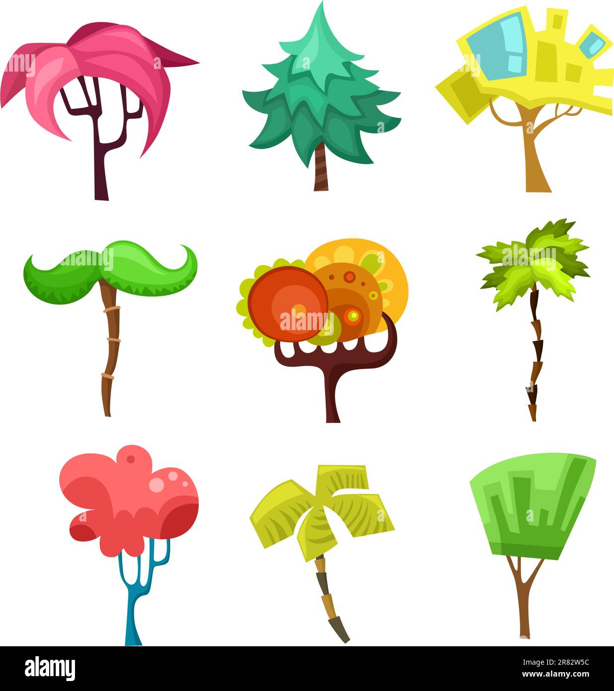 vector illustration of a cute tree set Stock Vector Image & Art - Alamy