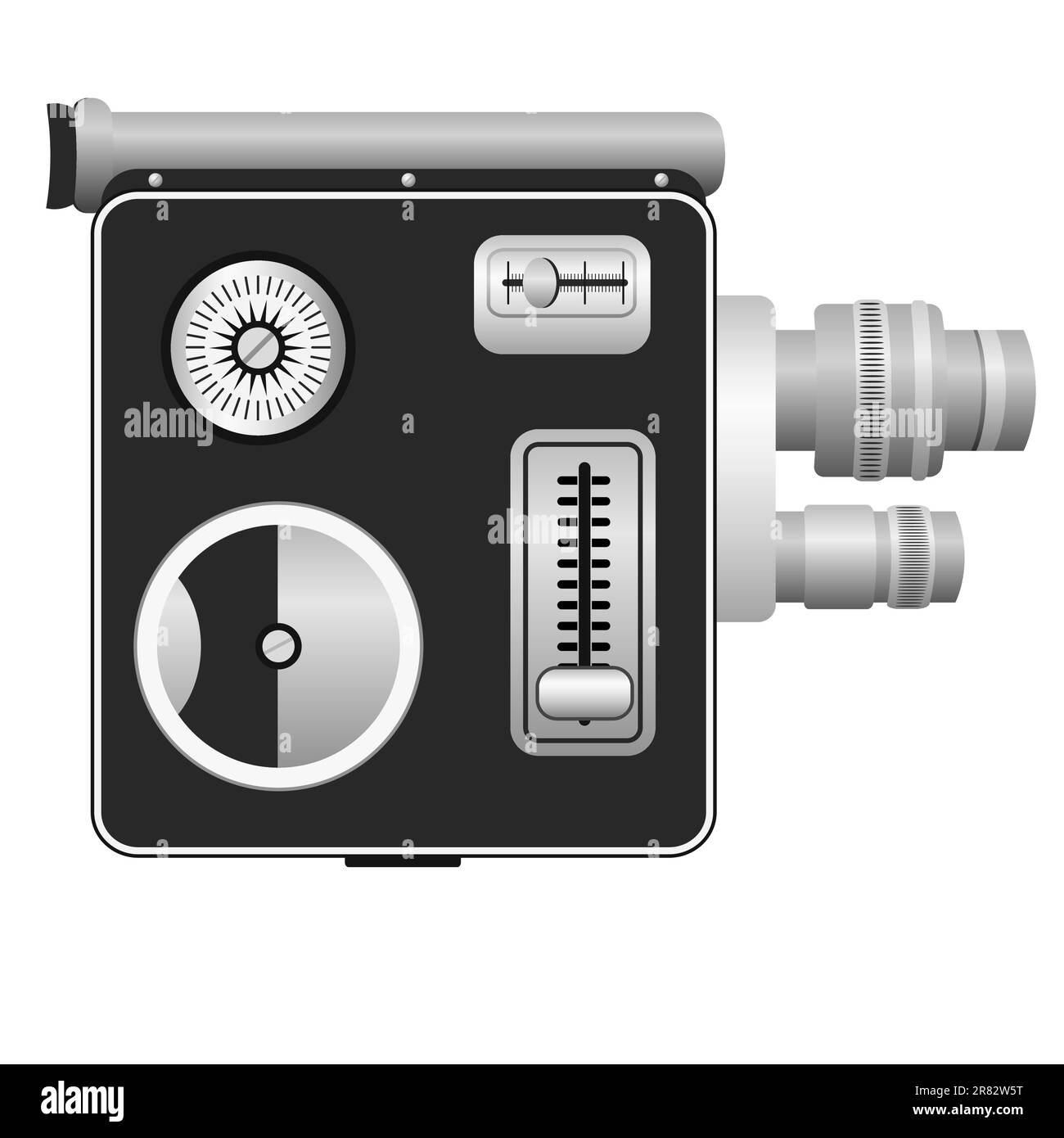 Vector illustration of the old cine camera - spring drive camera 8 mm ...