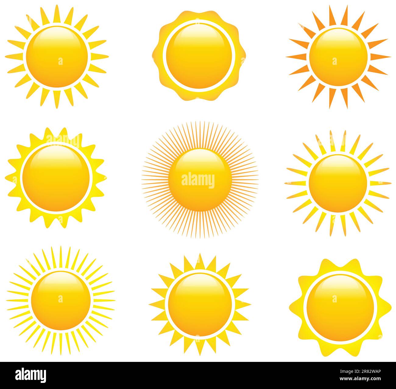 Set of glossy sun images. Vector illustration Stock Vector Image & Art ...