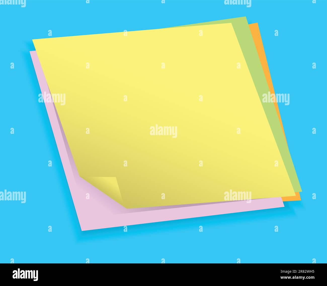 Blank colorful note papers on blue background. Vector illustration ...