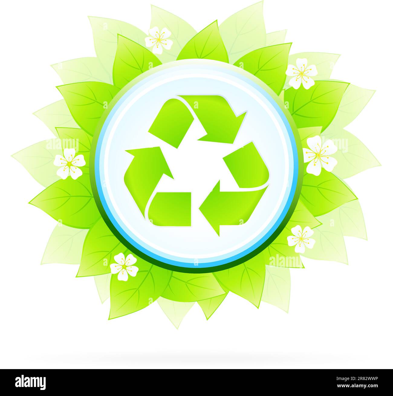 Recycling Symbol with Leaves and Flowers Stock Vector Image & Art - Alamy