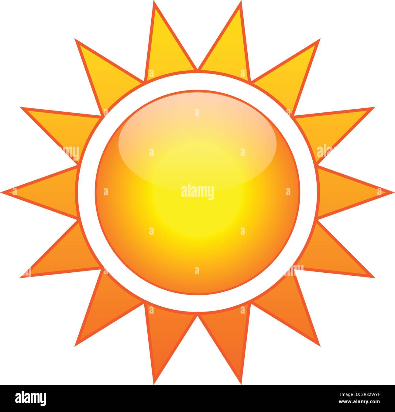 Vector illustration of the sun isolated on white background Stock ...