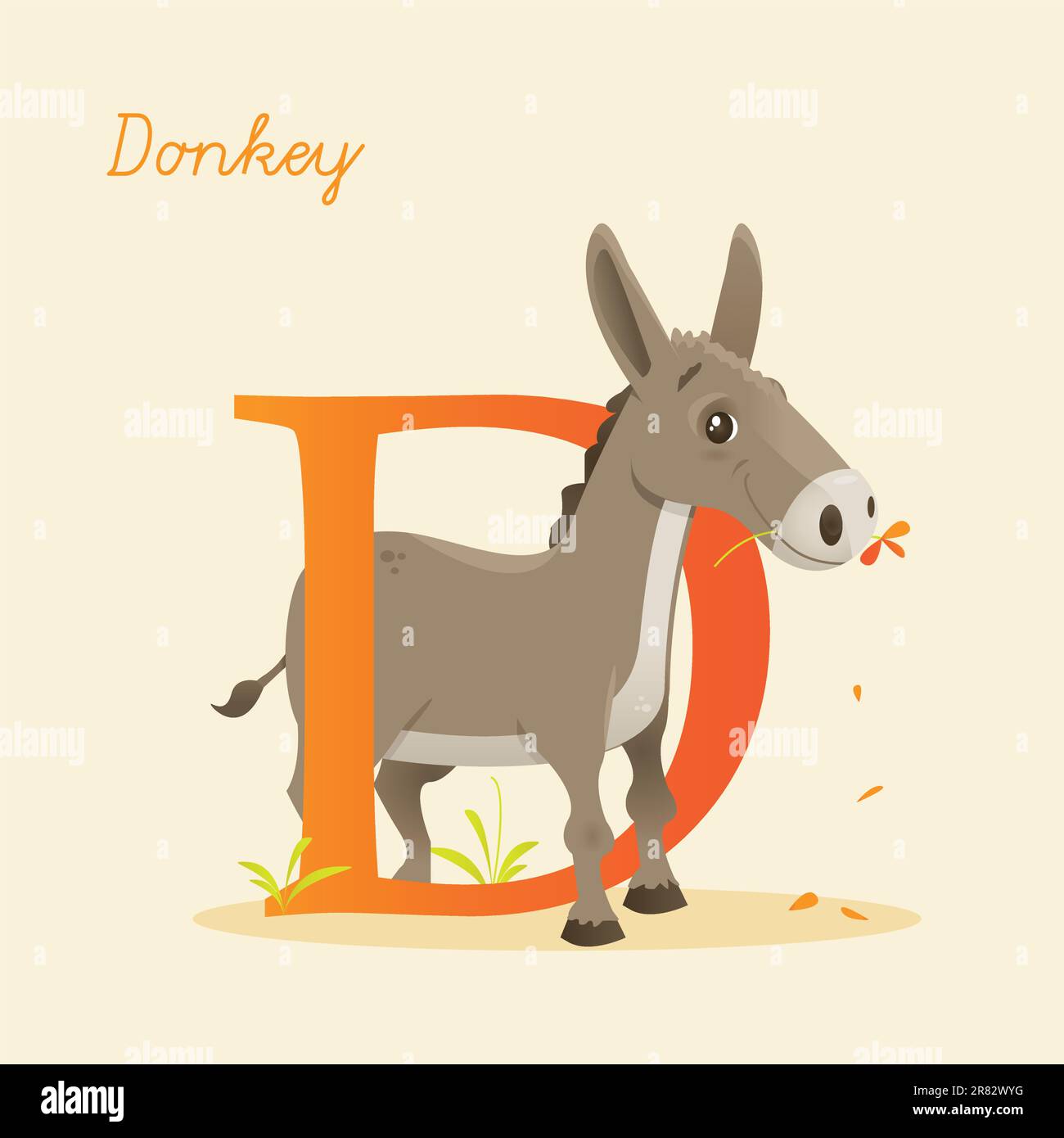 Animal alphabet with donkey, vector illustration Stock Vector Image ...
