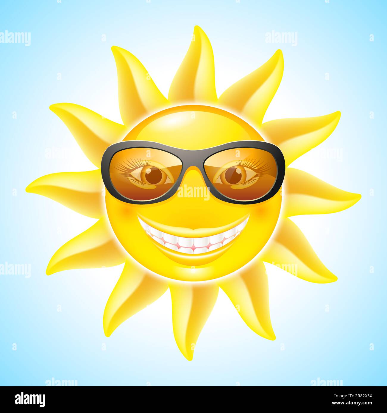 Cool Smiling Sun with Sunglasses. Cartoon Character for design Stock ...