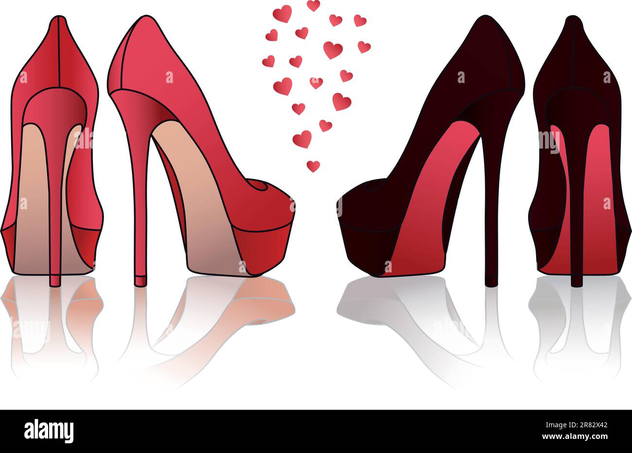 Red And Black High Heel Stiletto Shoes Vector Illustration Stock Vector Image And Art Alamy