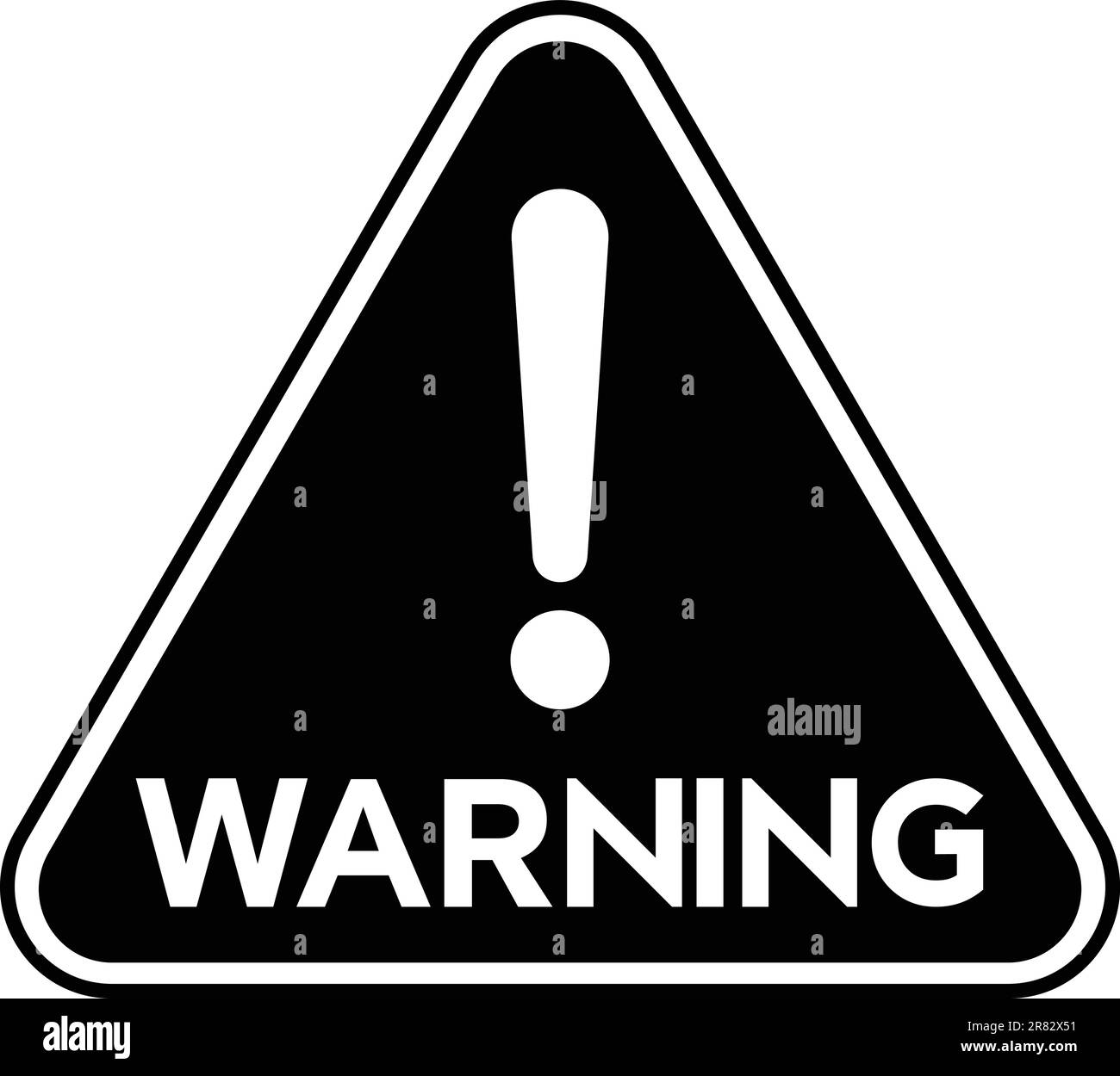 Warning sign triangle black and white single vector illustration for ...