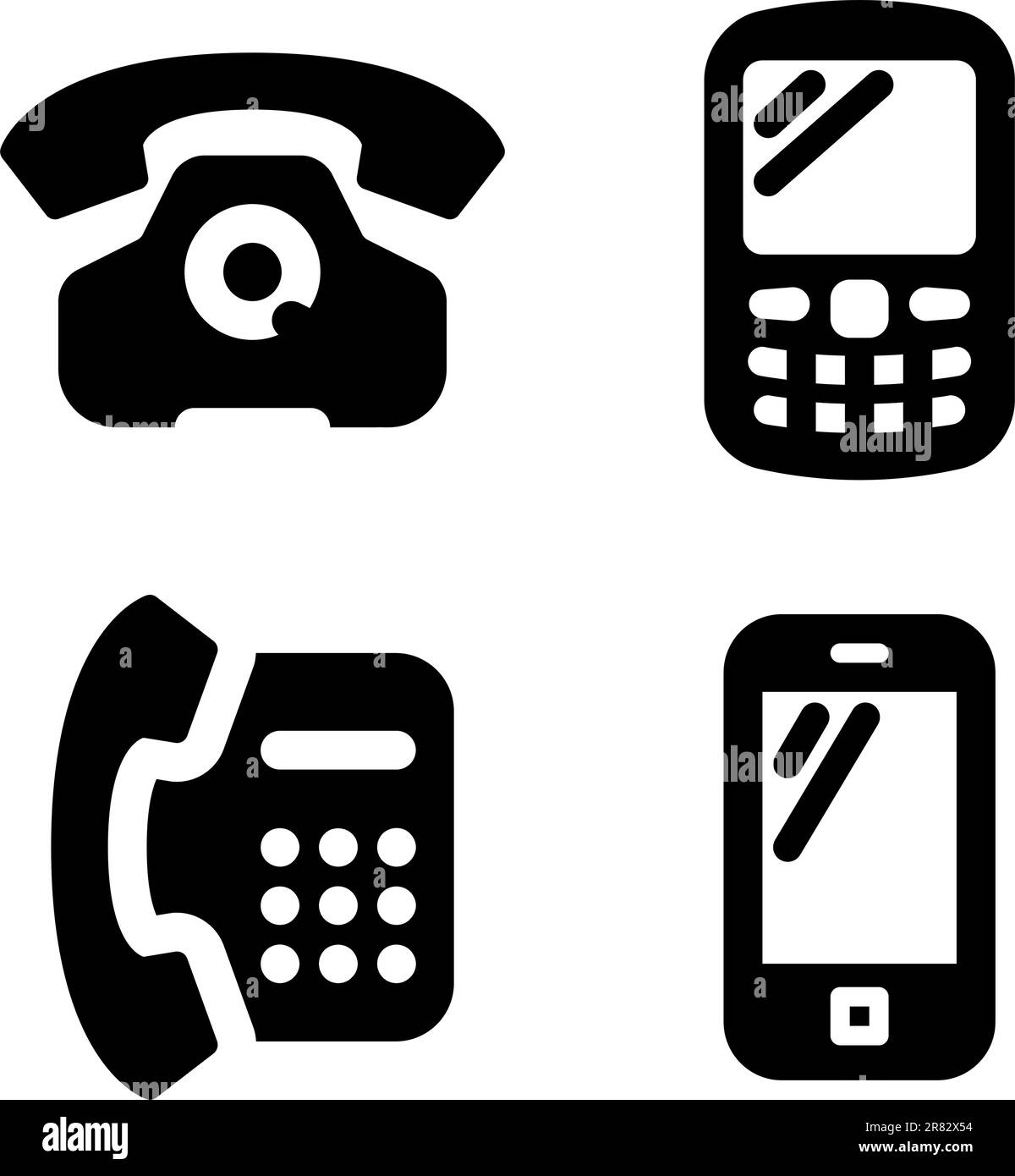 Black vector set of phone icons Stock Vector Image & Art - Alamy