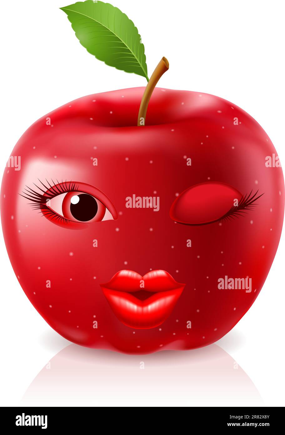 Cartoon Red Apple. Illustration for design on white background Stock ...