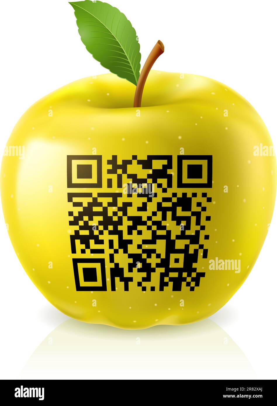 Yellow apple and QR Code. Abstract illustration of designer on white ...