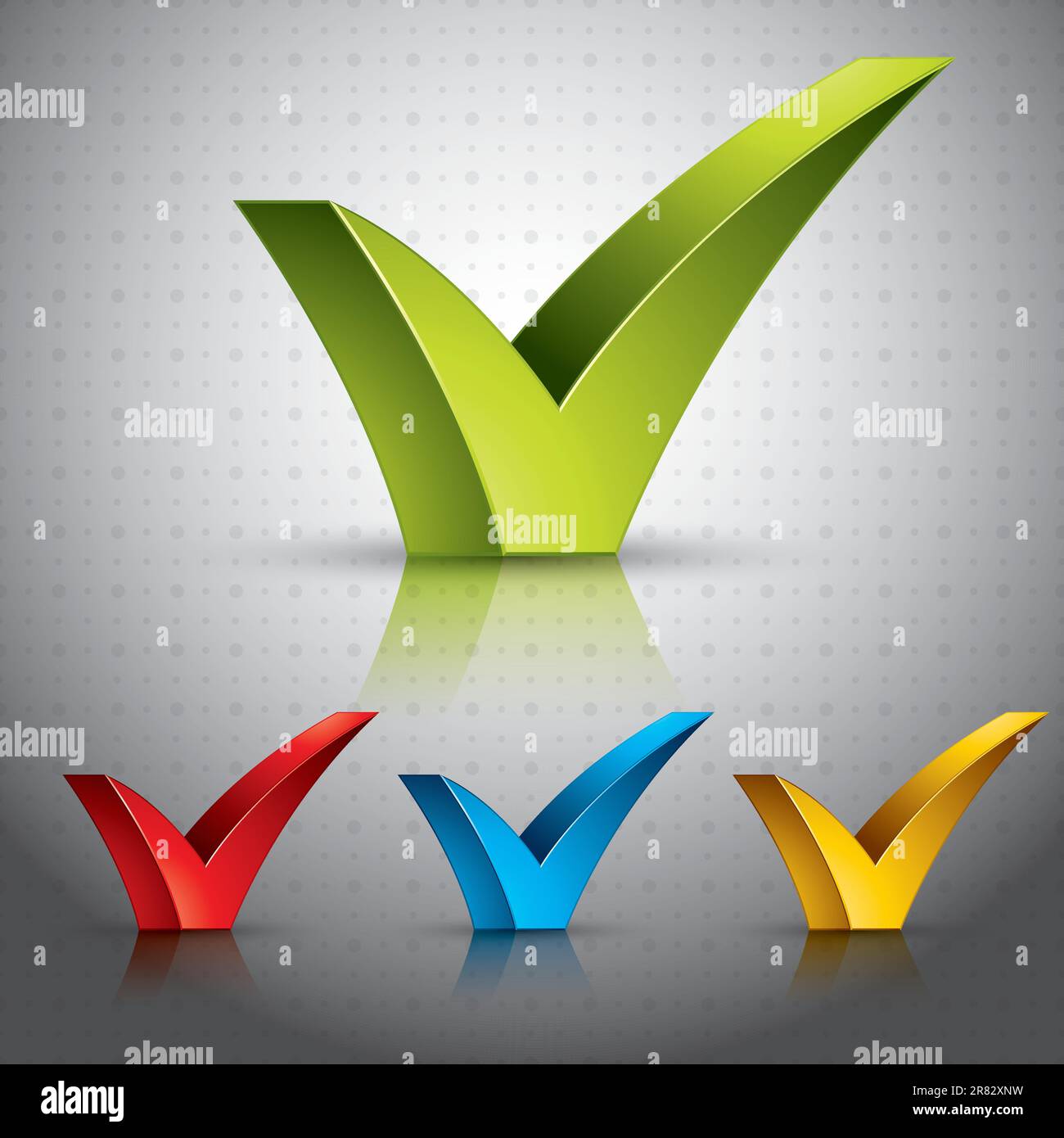 Check mark tick with transparent shadows and reflections ready to put ...