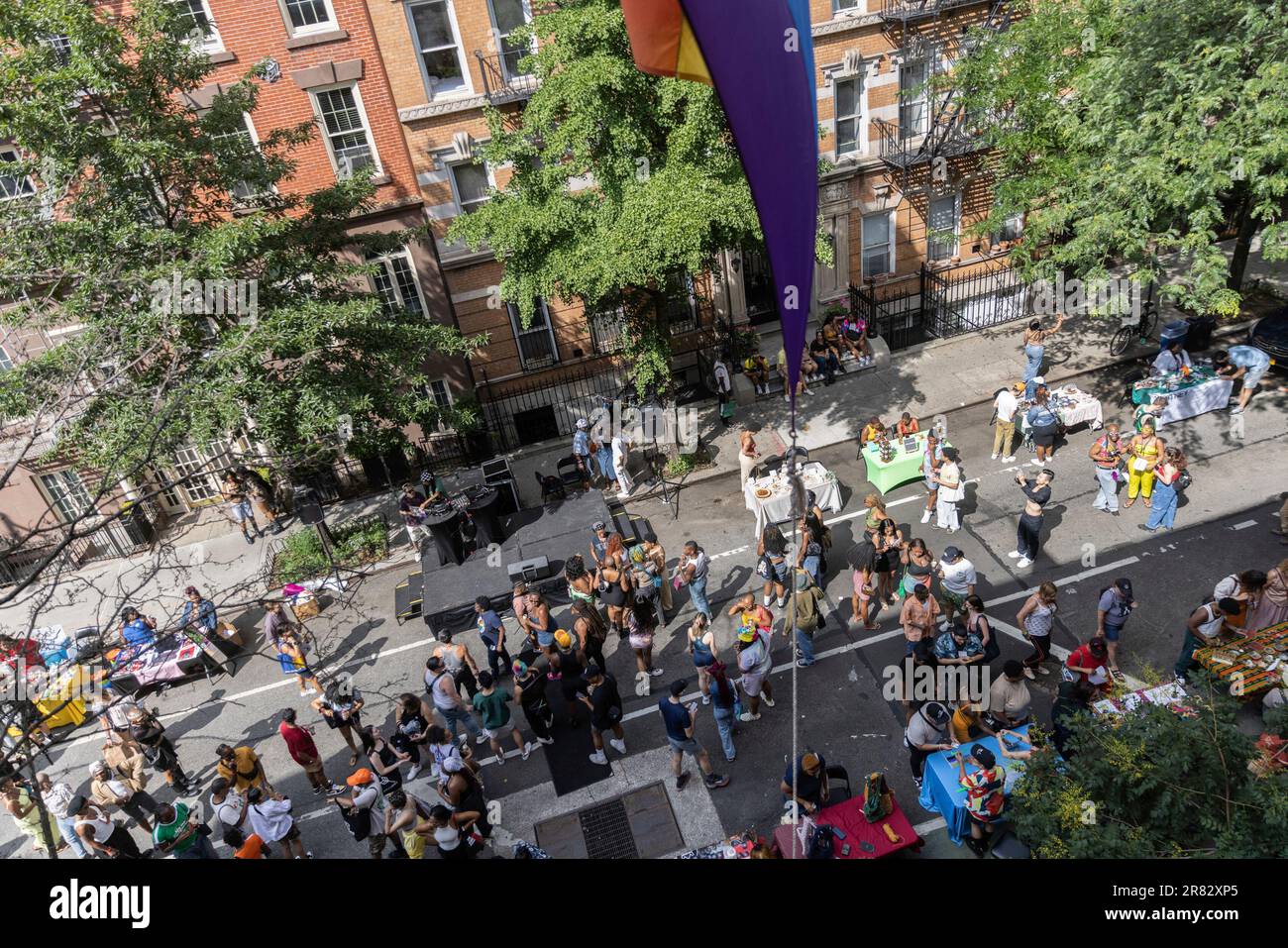 People attend a Queer Juneteenth Block Party, sponsored by The Center ...