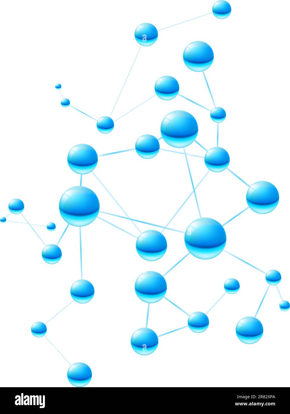 Abstract background of several interconnected atoms. Illustration on ...
