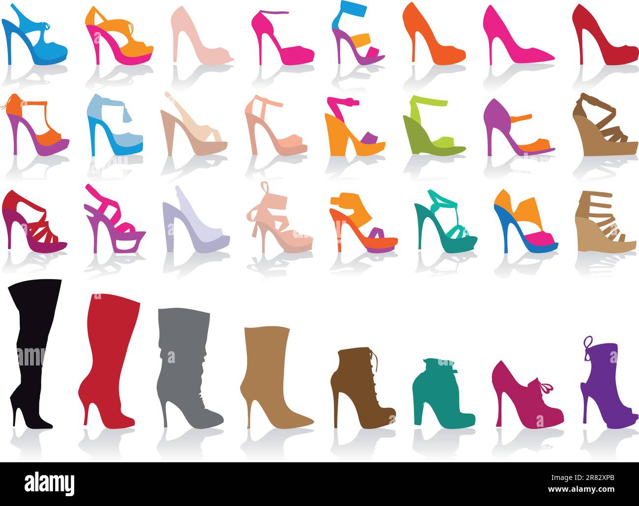 set of detailed colorful shoes, vector illustration Stock Vector Image ...