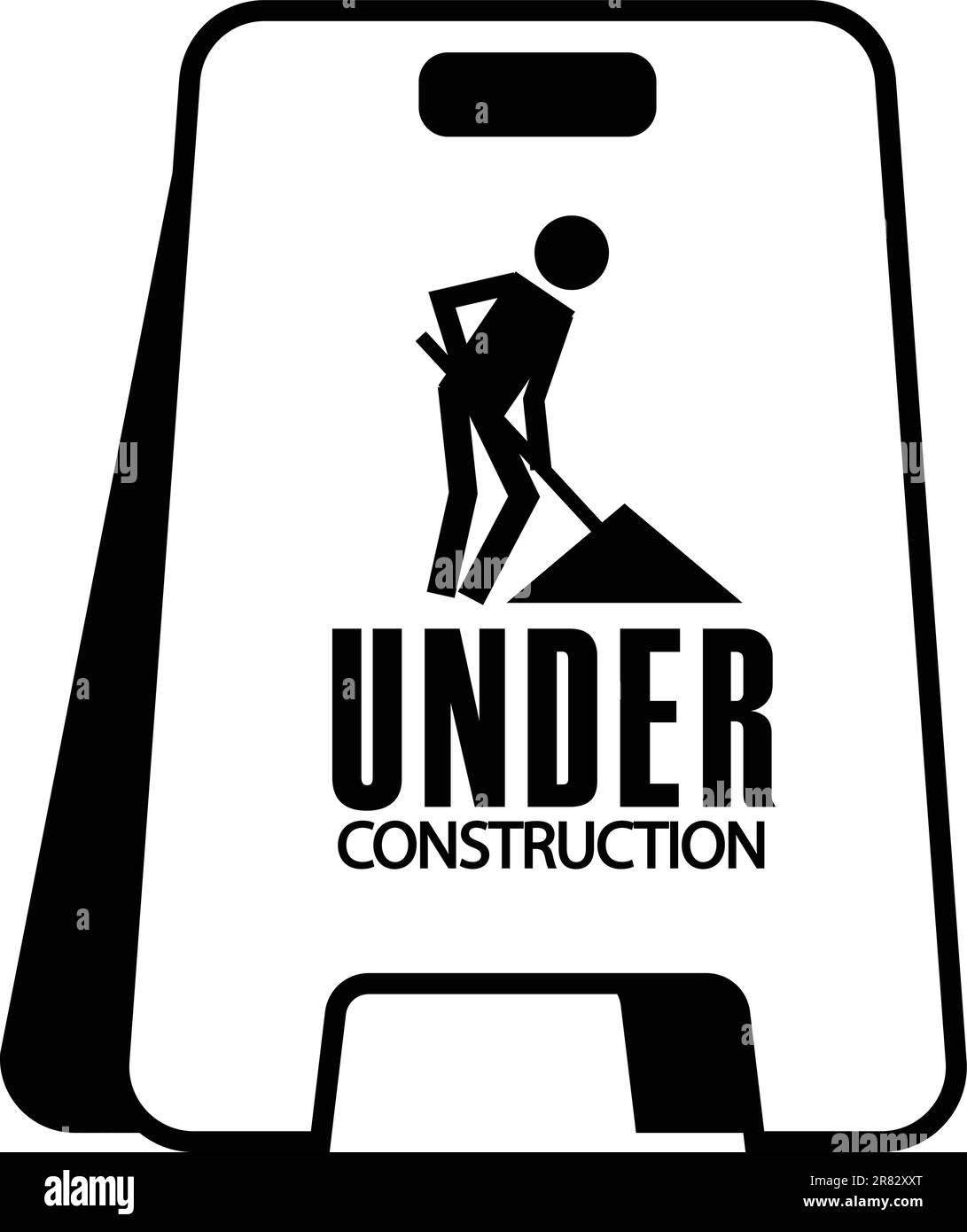Under construction signage in black and white line art single vector ...