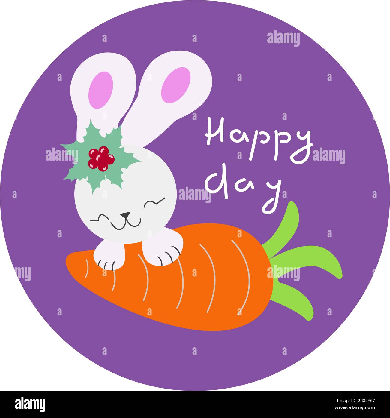 Happy day. Rabbit with carrots. Vector illustration Stock Vector Image ...