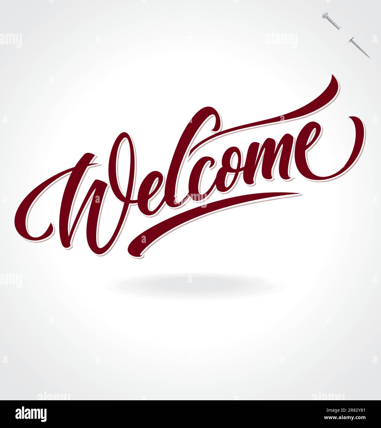 welcome hand lettering - handmade calligraphy, vector (eps8 Stock Vector Image & Art - Alamy