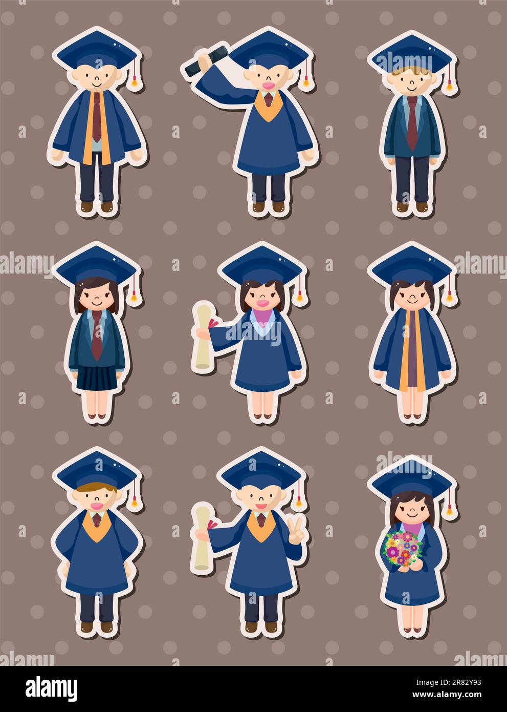 Cartoon Graduate students stickers Stock Vector Image & Art - Alamy