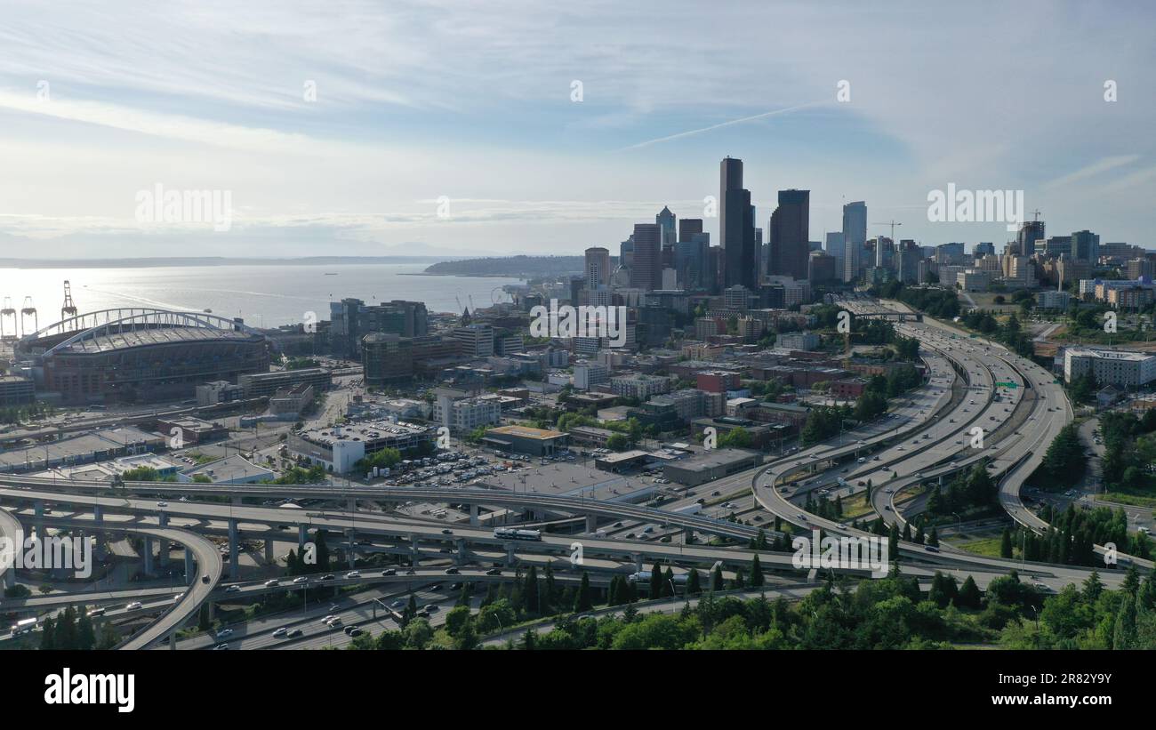 Beautiful aerial view of downtown Seattle Washington Stock Photo - Alamy