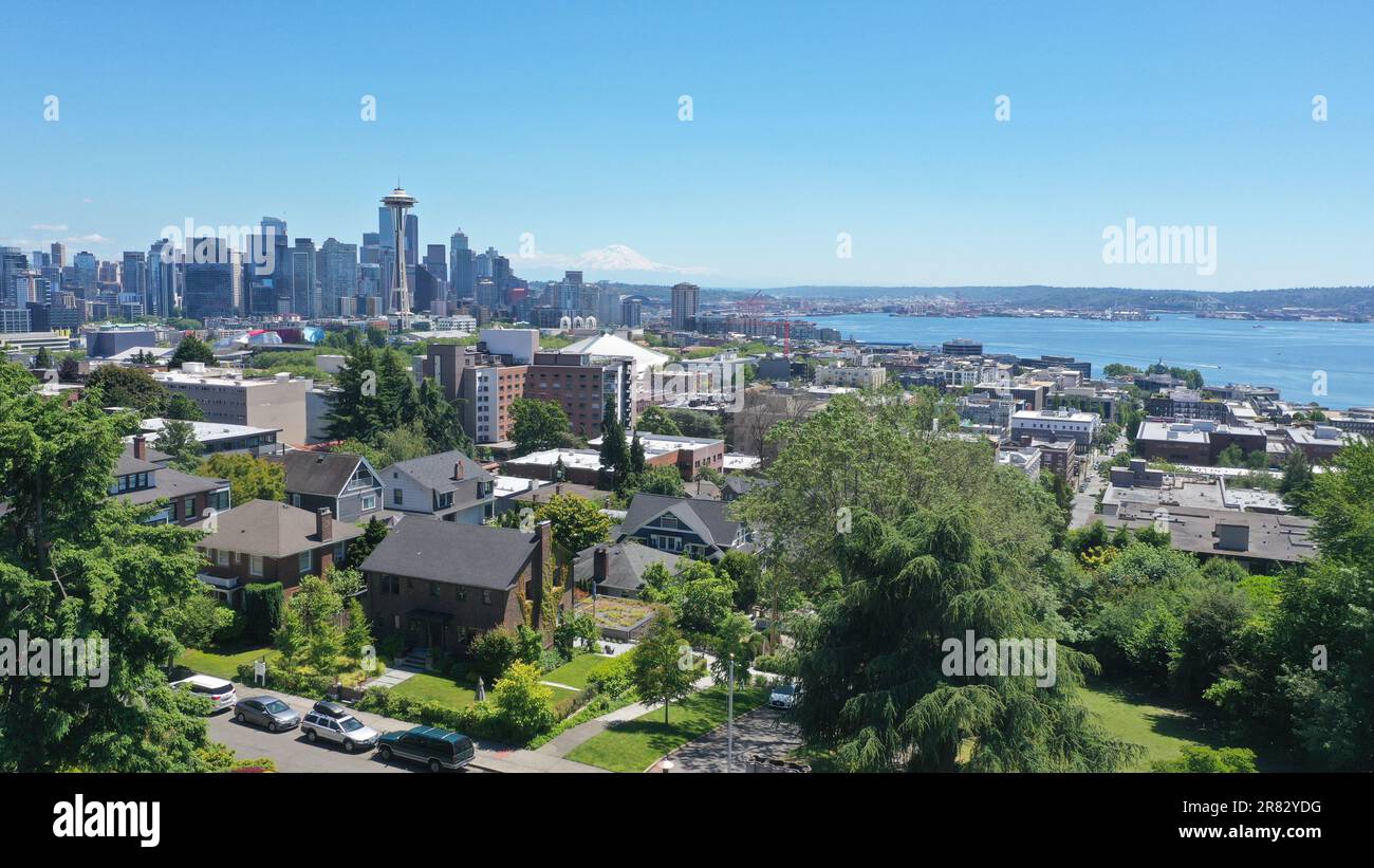 Beautiful aerial view of downtown Seattle Washington Stock Photo - Alamy