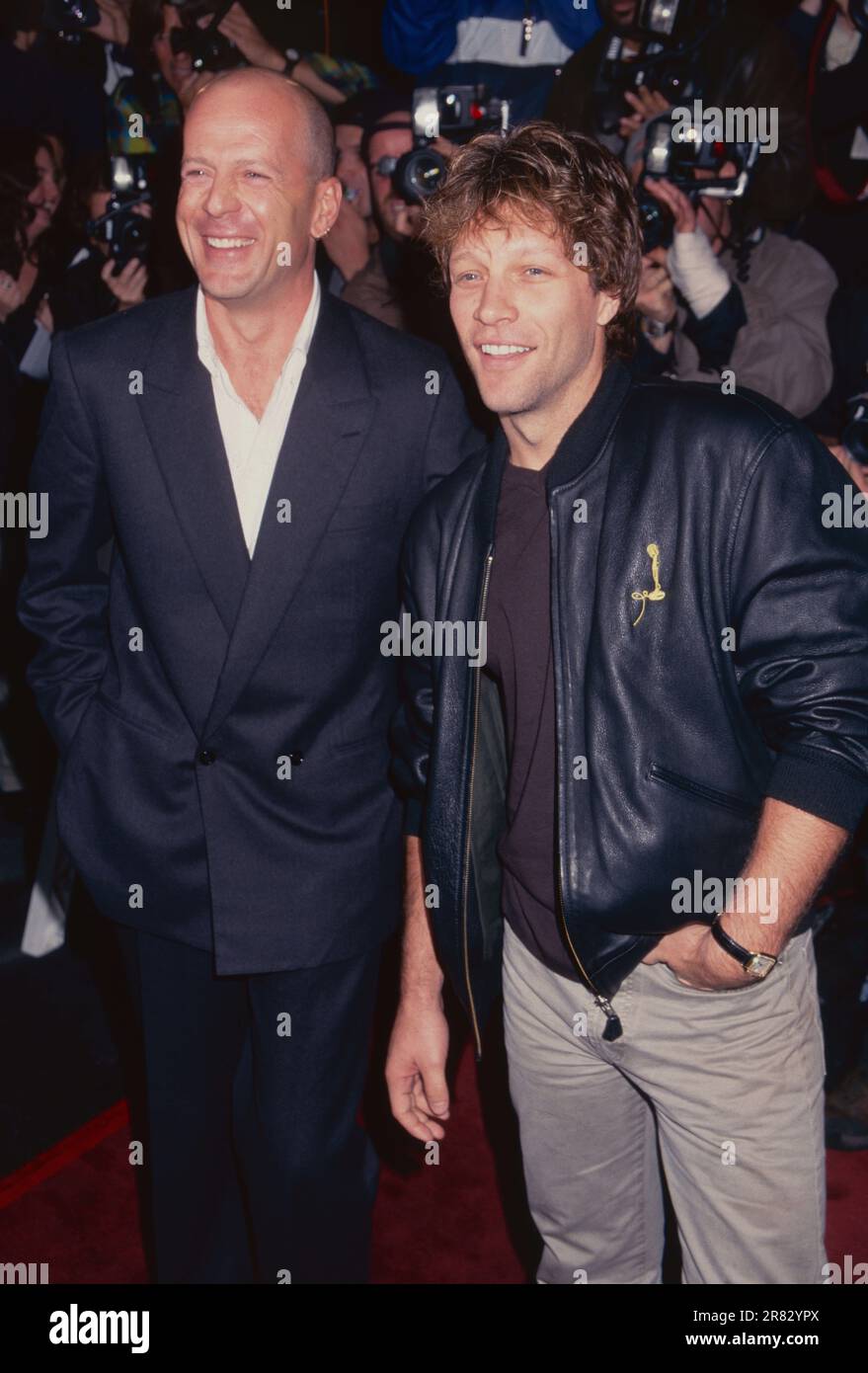 Bruce Willis and Jon Bon Jovi attend the premiere of "The Story of Us ...