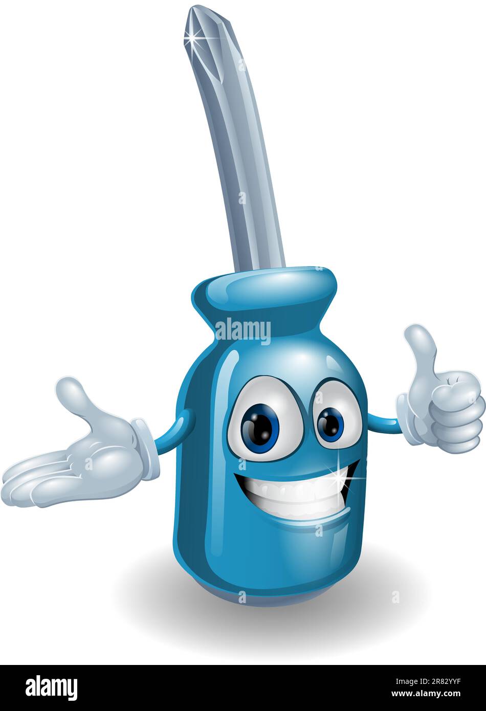 A blue smiling screwdriver mascot man giving a thumbs up Stock Vector ...