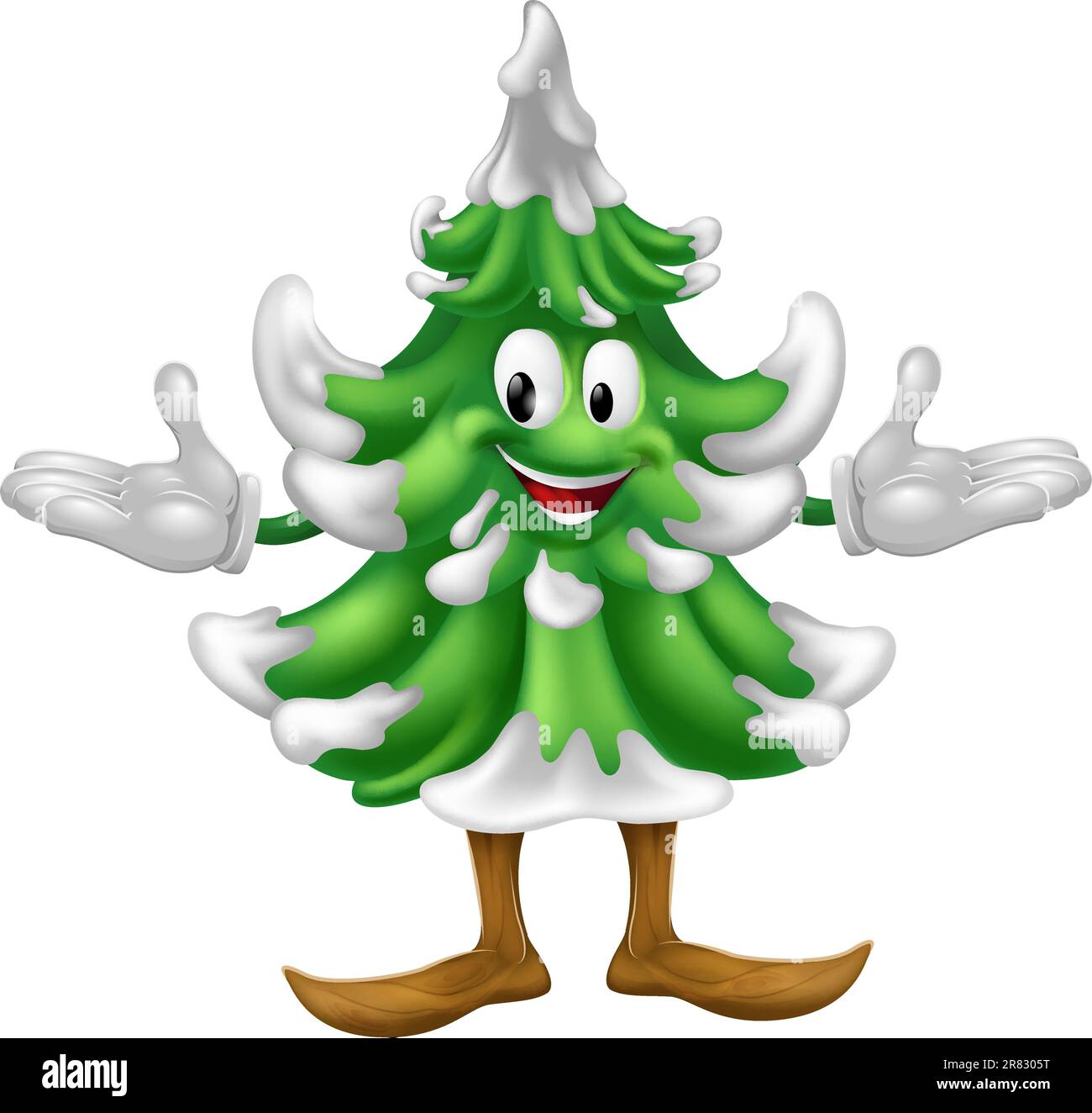 An illustration of a Christmas tree mascot character Stock Vector Image ...