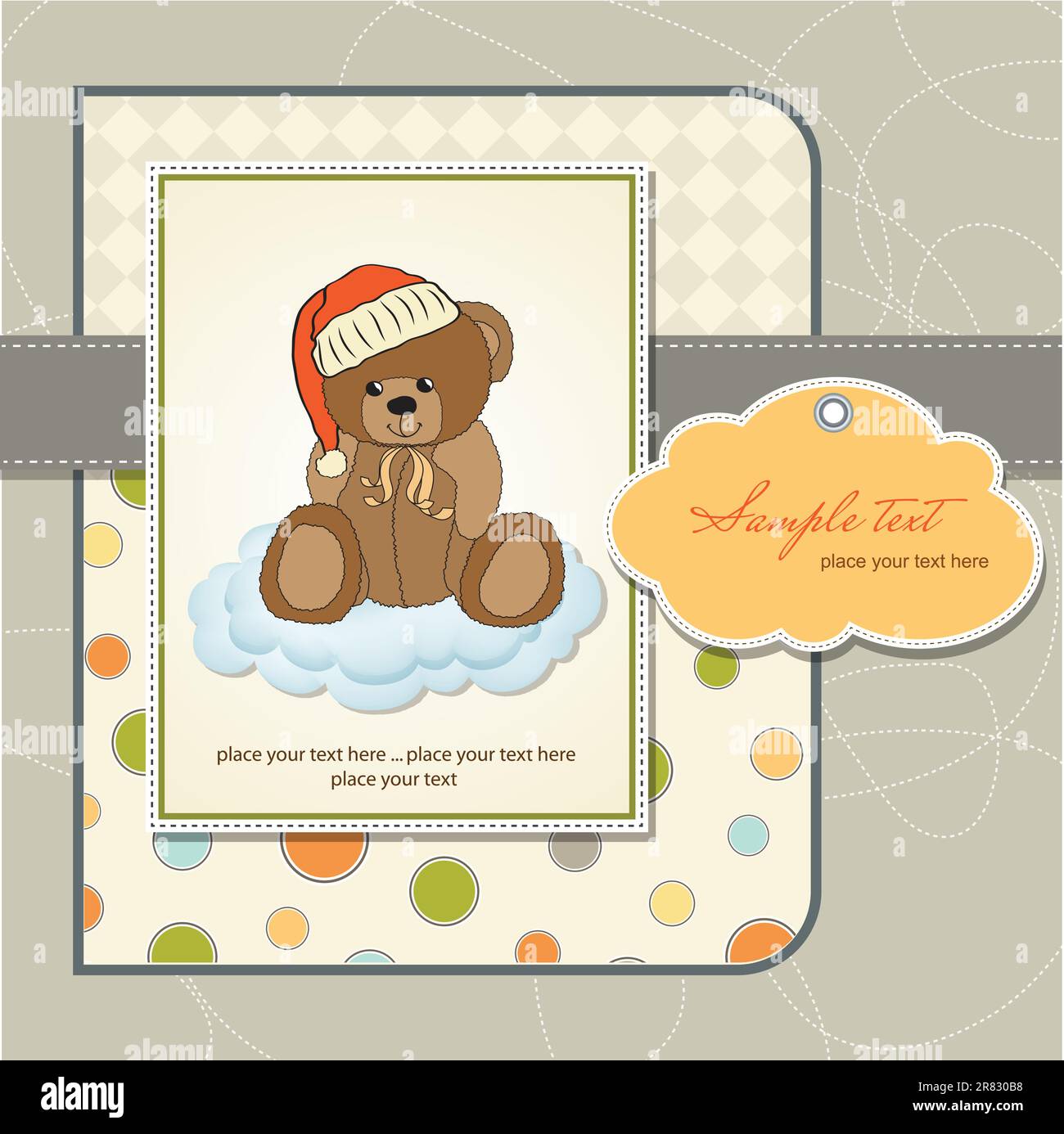 baby greeting card with sleepy teddy bear Stock Vector Image & Art - Alamy