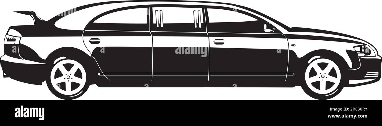 black and white vector illustration of limousine Stock Vector Image ...