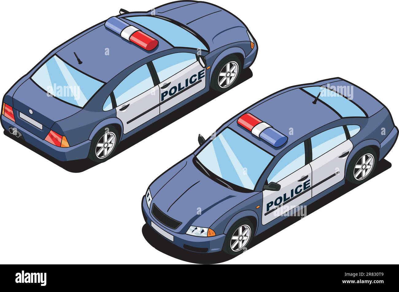 isometric illustration of police car. (front and rear view Stock Vector ...