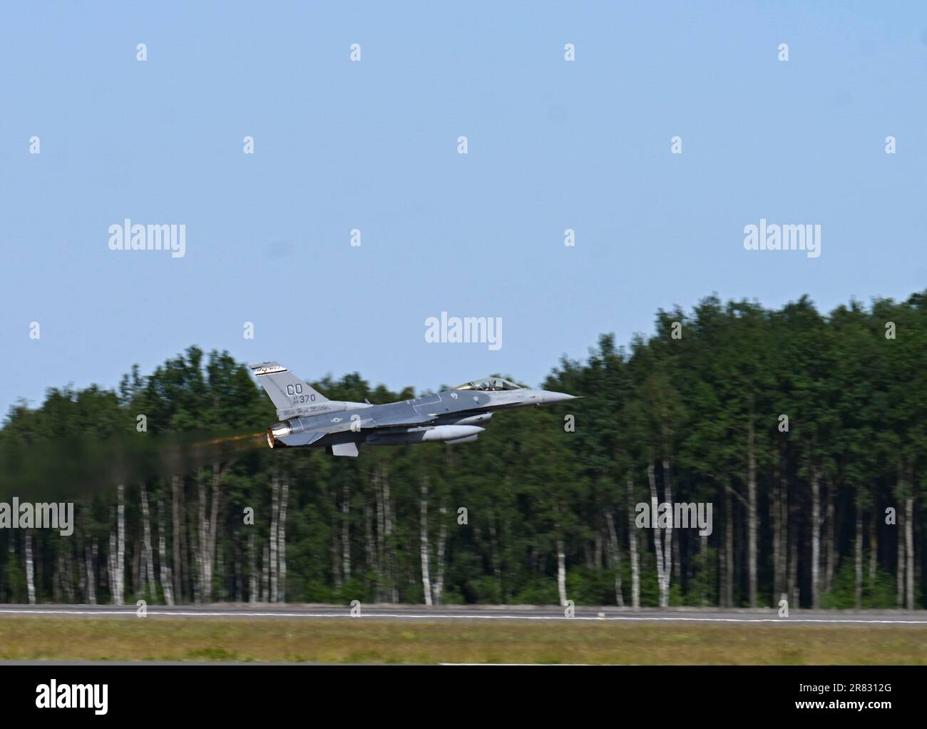 A U.S. Air Force F-16C+ Fighting Falcon aircraft assigned to the 140th ...