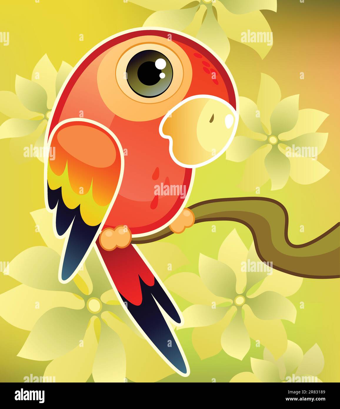 Vector illustration of a red parrot on tree Stock Vector Image & Art ...