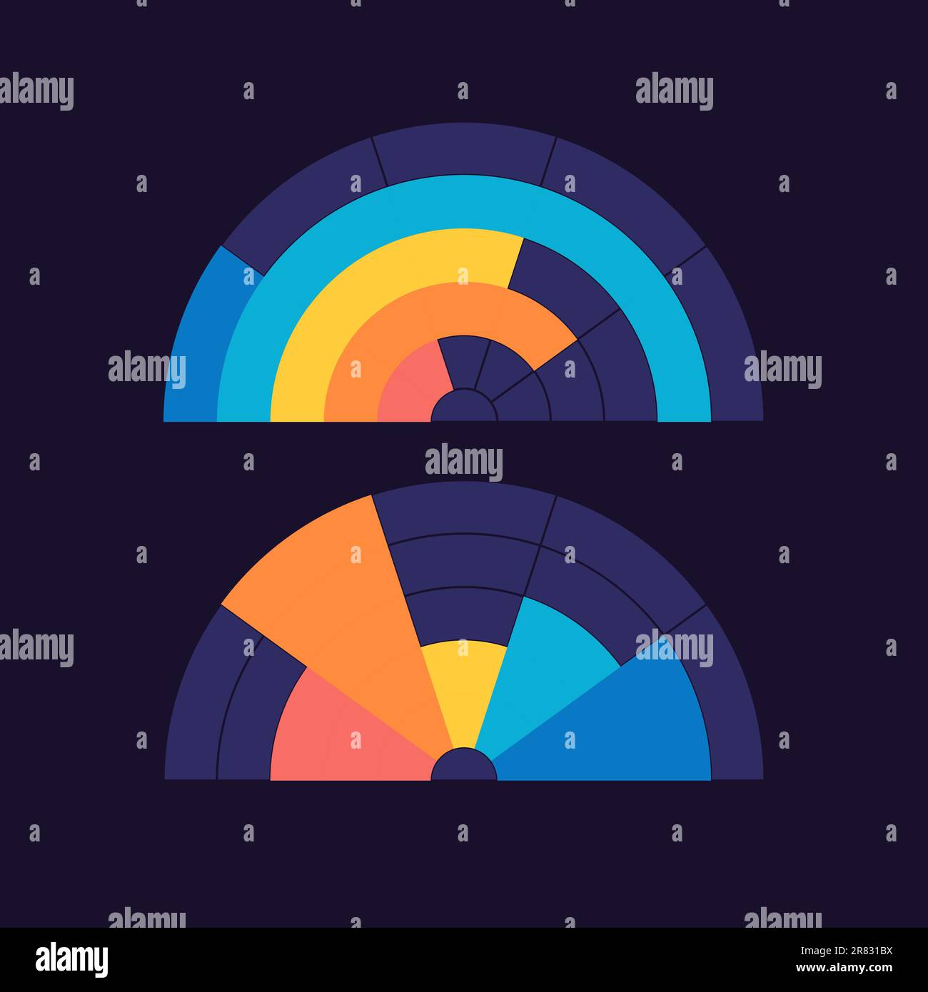 Sport match results infographic chart design element set for dark theme ...