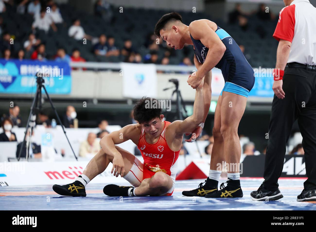 Tokyo, Japan. 16th June, 2023. (L to R) Kyotaro Sogabe, Katsuaki Endo ...