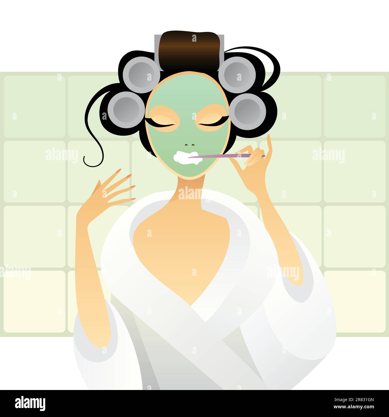 Vector illustration of a girl brushing her teeth Stock Vector Image ...