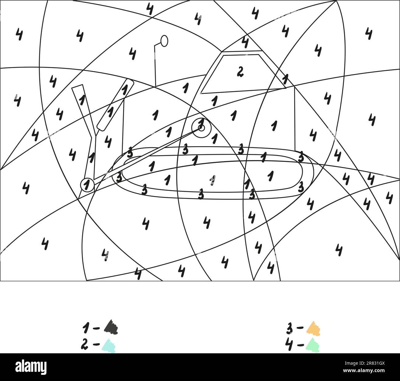 Game Color by number bulldozer. Funny educational coloring book for ...