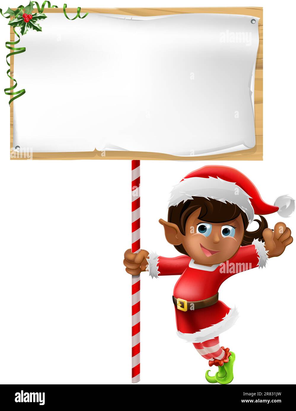 Cartoon girl in santa hat Stock Vector Images - Alamy