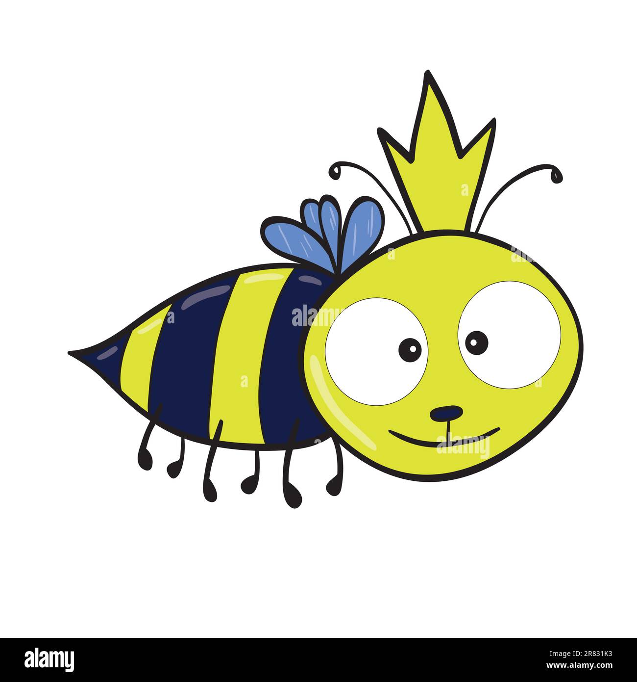 Vector illustration of smiling cute cartoon queen bee Stock Vector ...