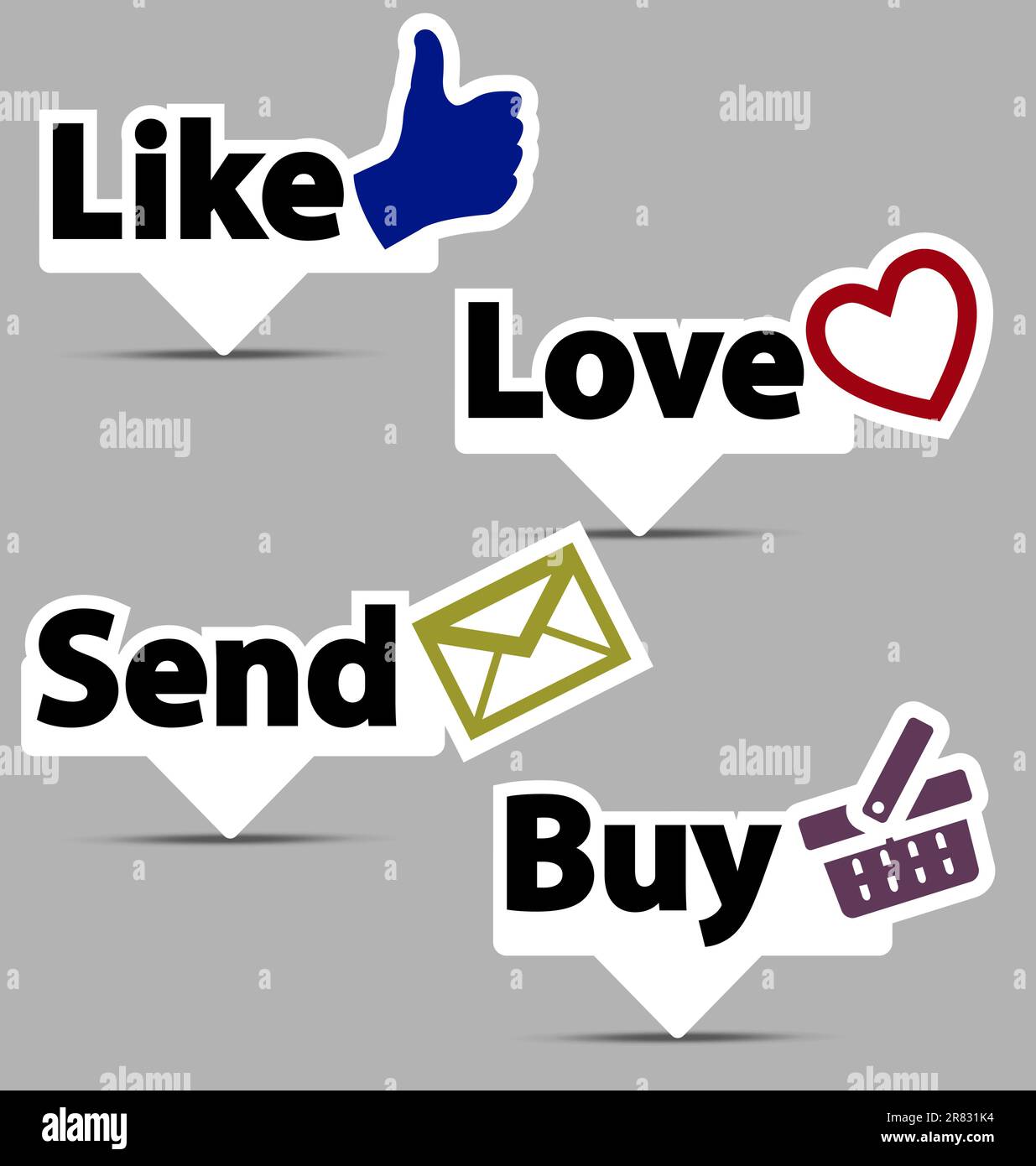 Creative set of useful emoticons for web, print and design Stock Vector ...
