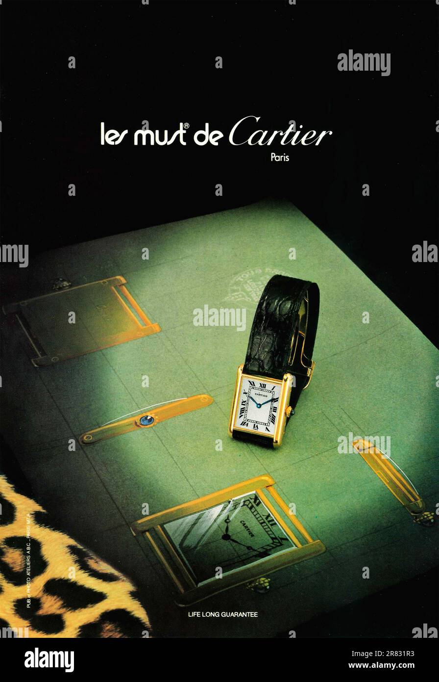 Cartier watch advert in a magazine 1979 Stock Photo - Alamy