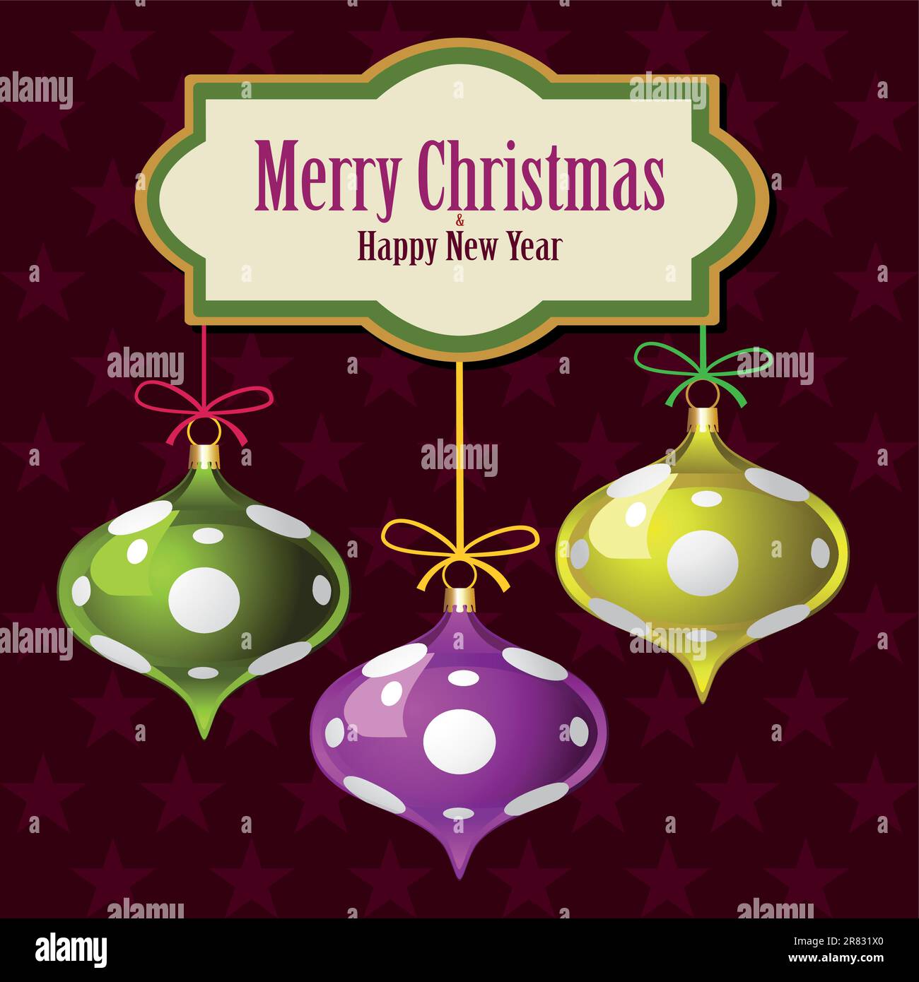 Christmas star background with colorful balls, vector illustration ...