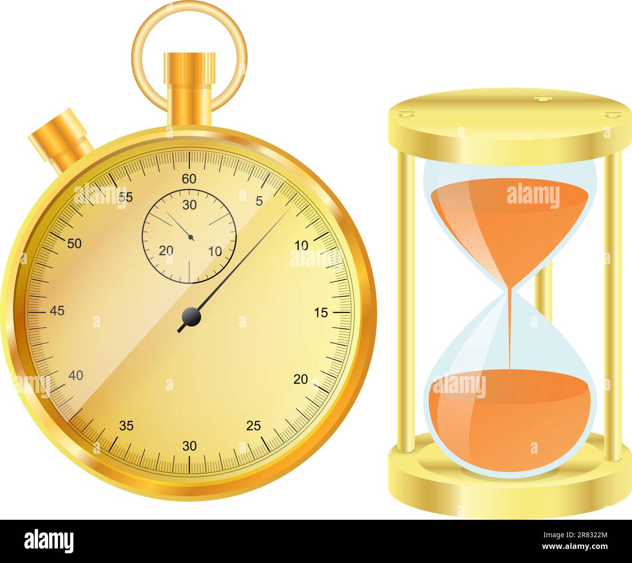 Gold stopwatch and hourglass Also available as a Vector in Adobe ...