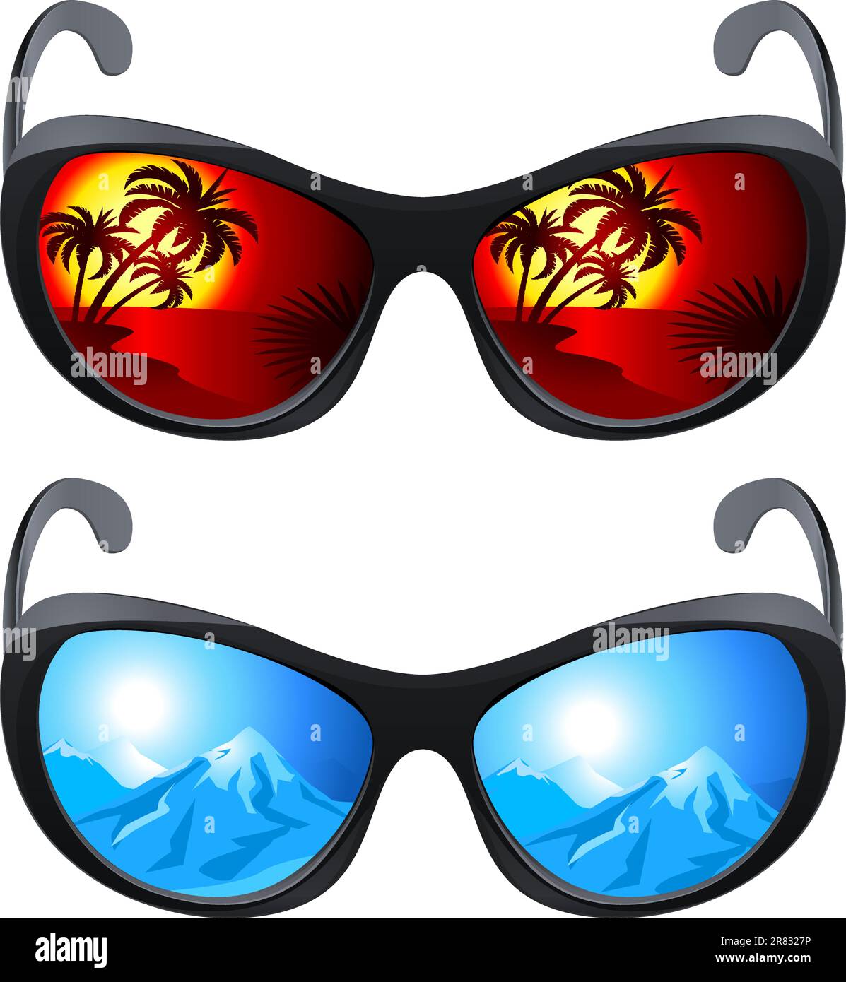 Realistic sunglasses. Set the first. The illustration on white ...