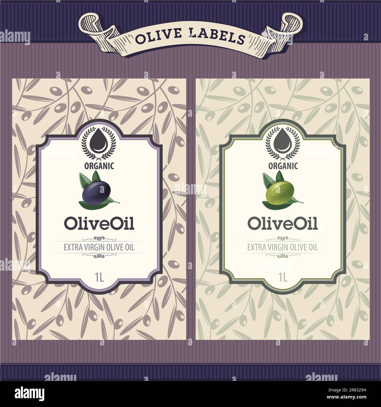 Set of vector retro olive oil labels template Stock Vector Image & Art ...