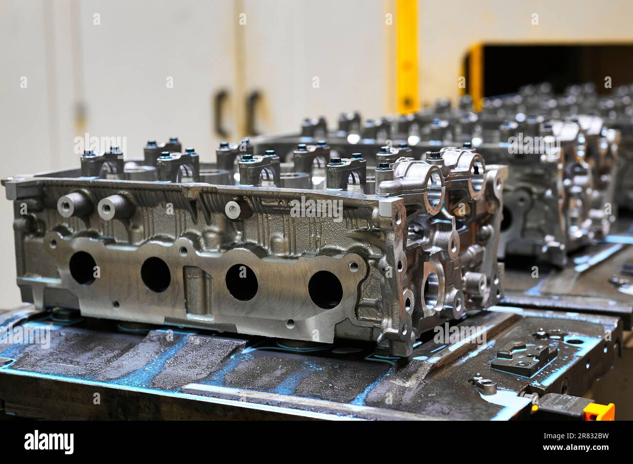 Cylinder heads of automobile engine ready for installation Stock Photo ...