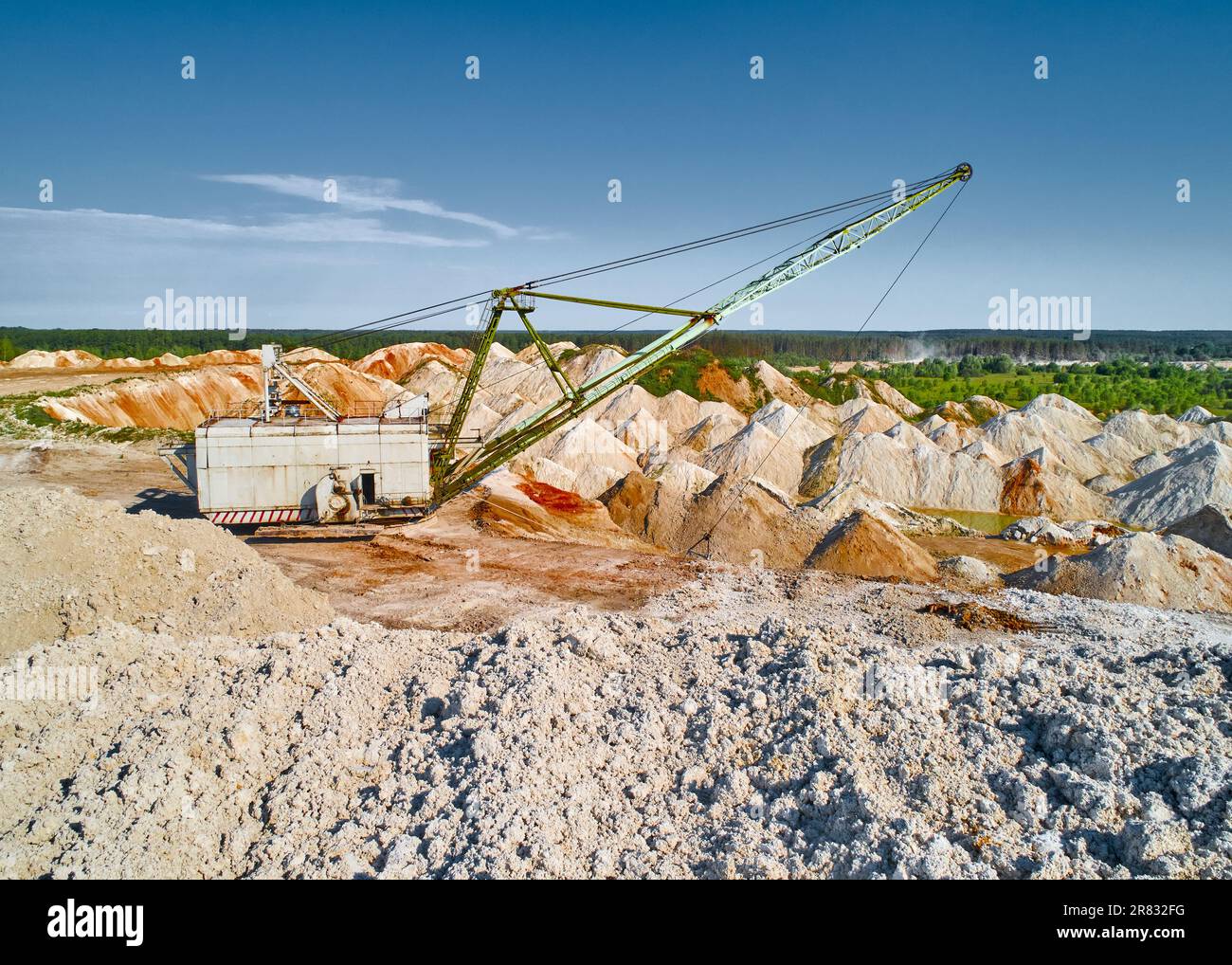 Walking dragline with hoist digs calx in chalkquarry Stock Photo - Alamy