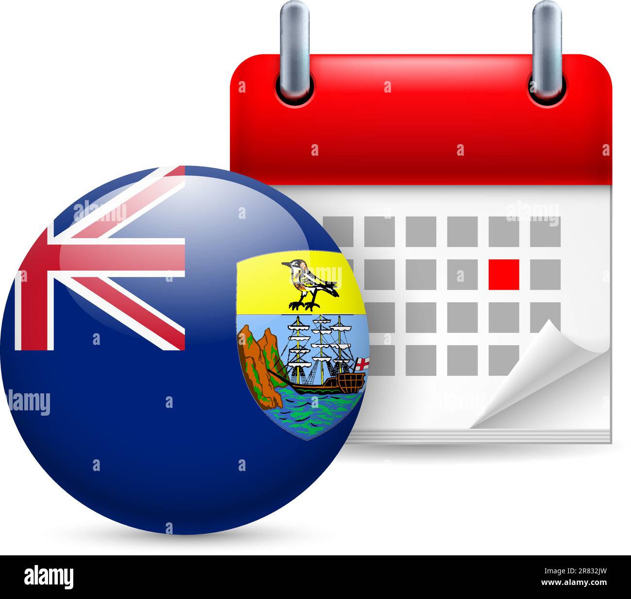 Calendar and round flag icon. National holiday in Saint Helena Stock ...